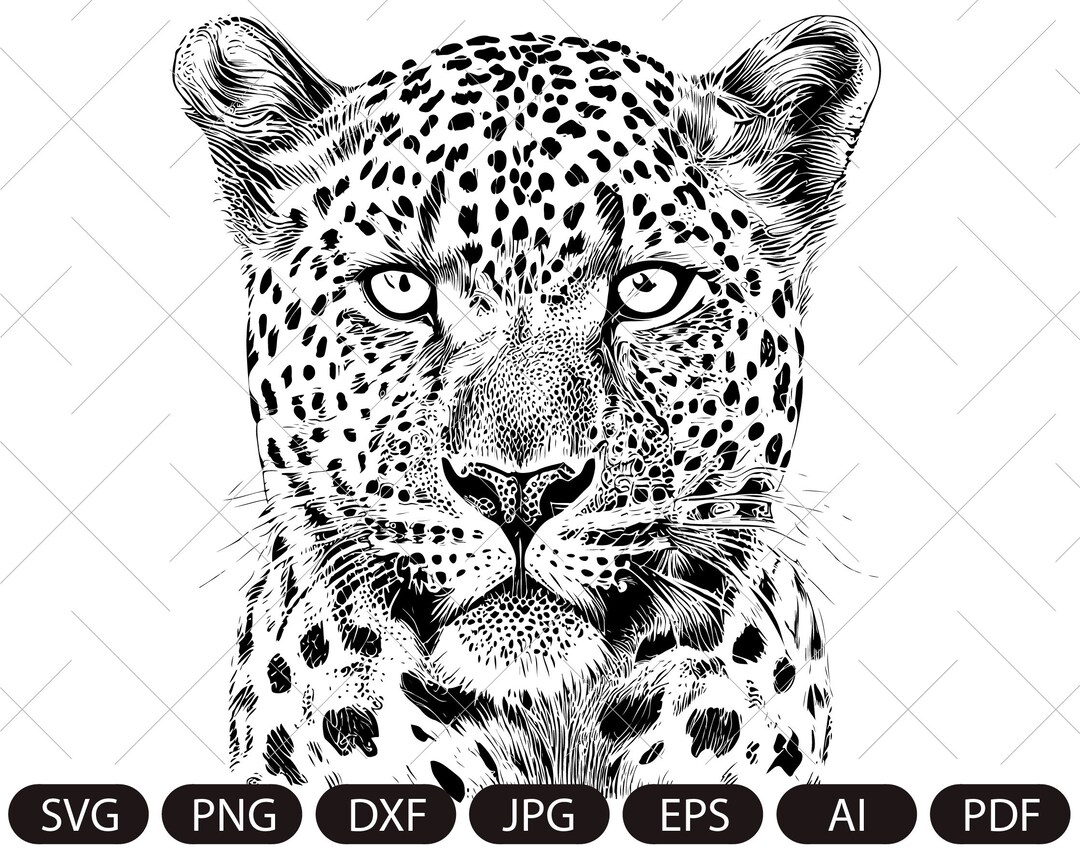 Leopard Head/ Leopard Svg/leopard Face/leopard Detailed/clip Art ...