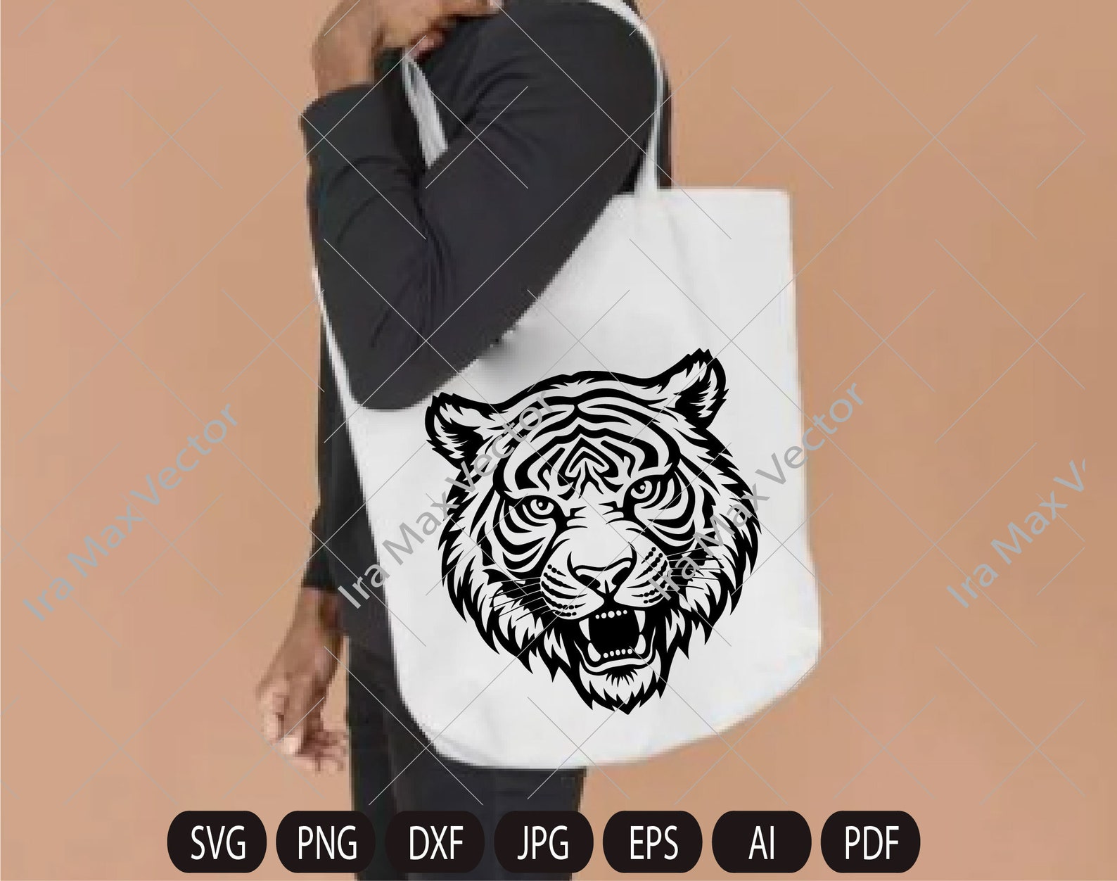 Angry Tiger Roaring Face Outline Clipart SVG, Tiger Head Svg, Tiger ...