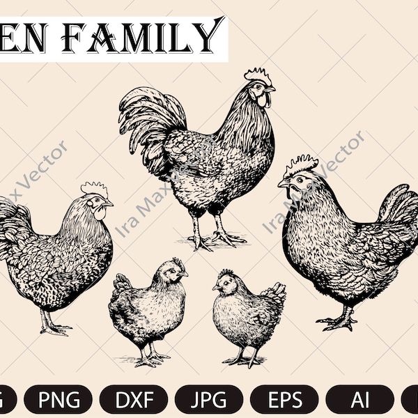 Chicken Family Clipart - Etsy