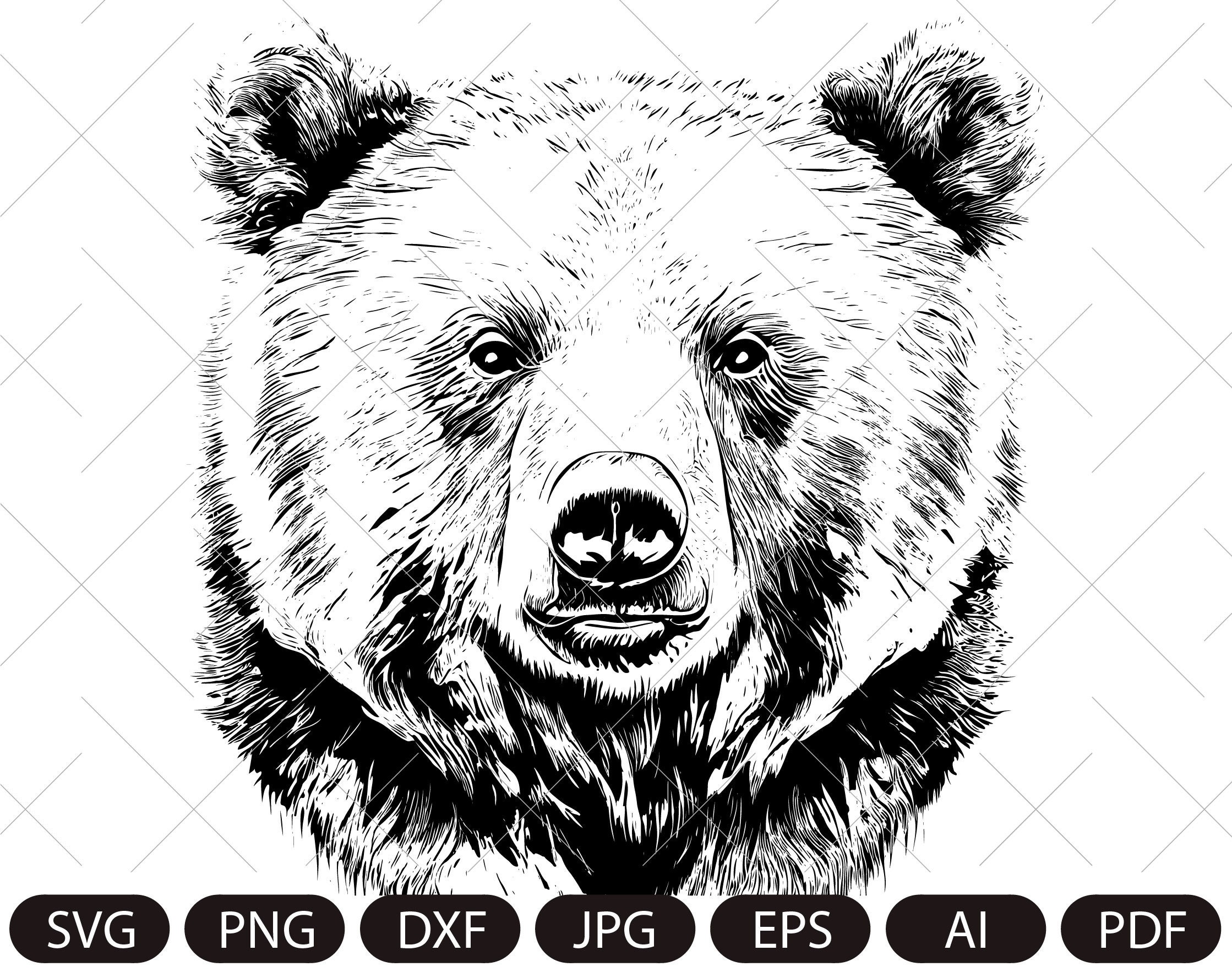 Bear Face SVG Bear Face Cut File Bear Face DXF Bear Face - Etsy