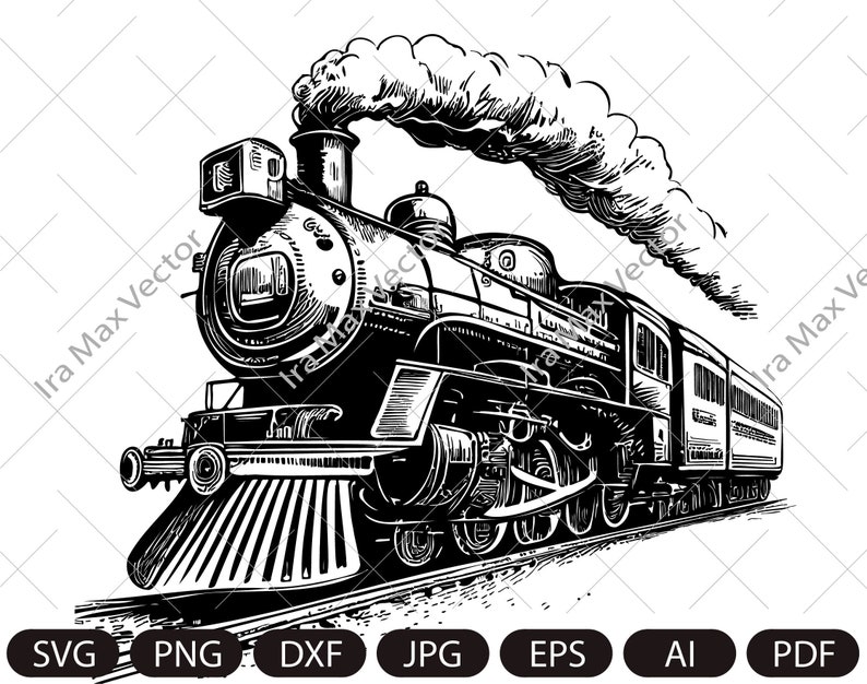 Steam Locomotive Svg Retro Locomotive Vector Vintage - Etsy