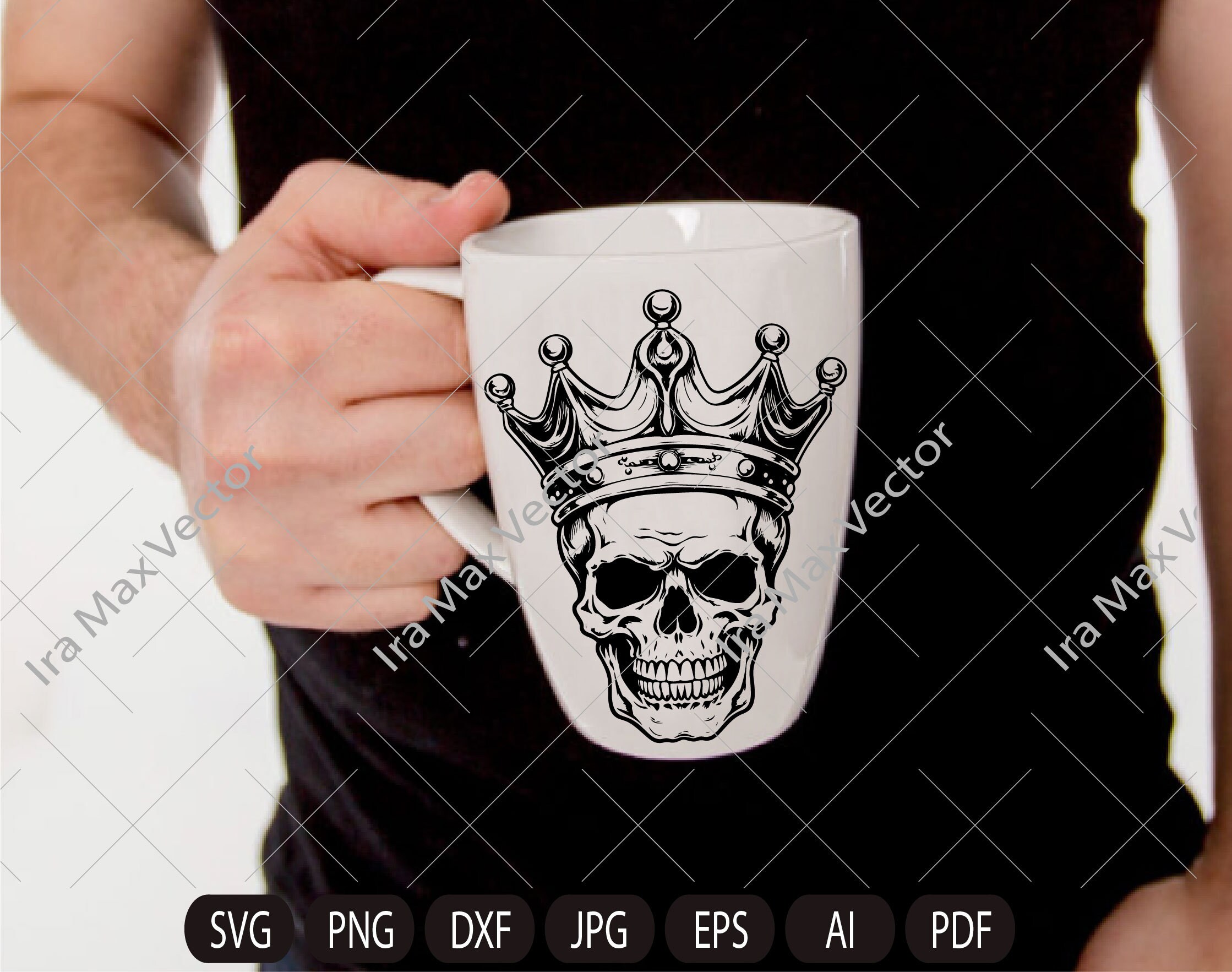 Skull Svg File King Skull Svg Skull Cut File Skull in Crown - Etsy