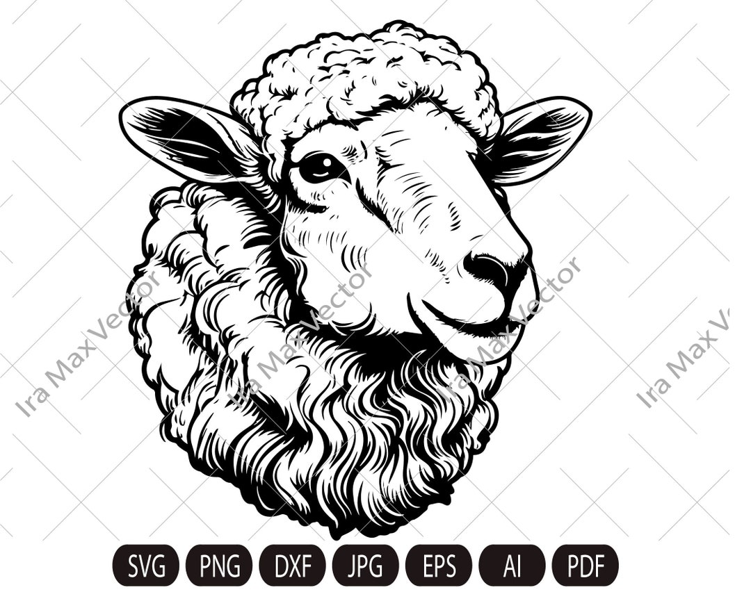 Cute Sheep SVG, Sheep Face, Sheep Head, Sheep Clipart, Sheep Detailed ...