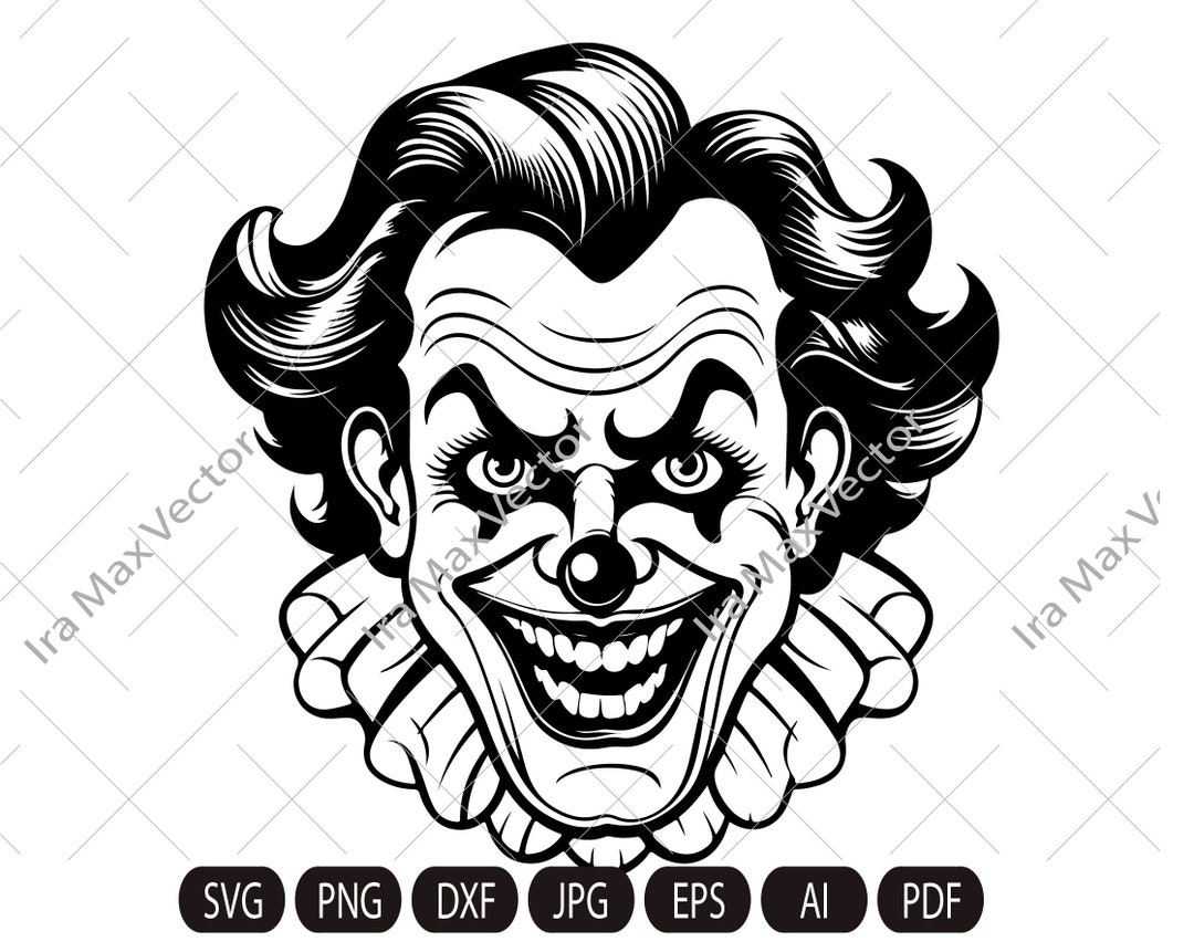 Clown Svg, Evil Clown, Clown Clipart, Clown Cut File,Сircus Clown ...