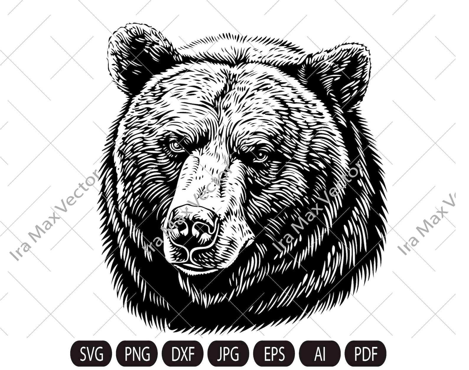 BEAR HEAD SVG, Bear Clipart, Bear Face Svg, Bear, Grizzly Bear Vector ...