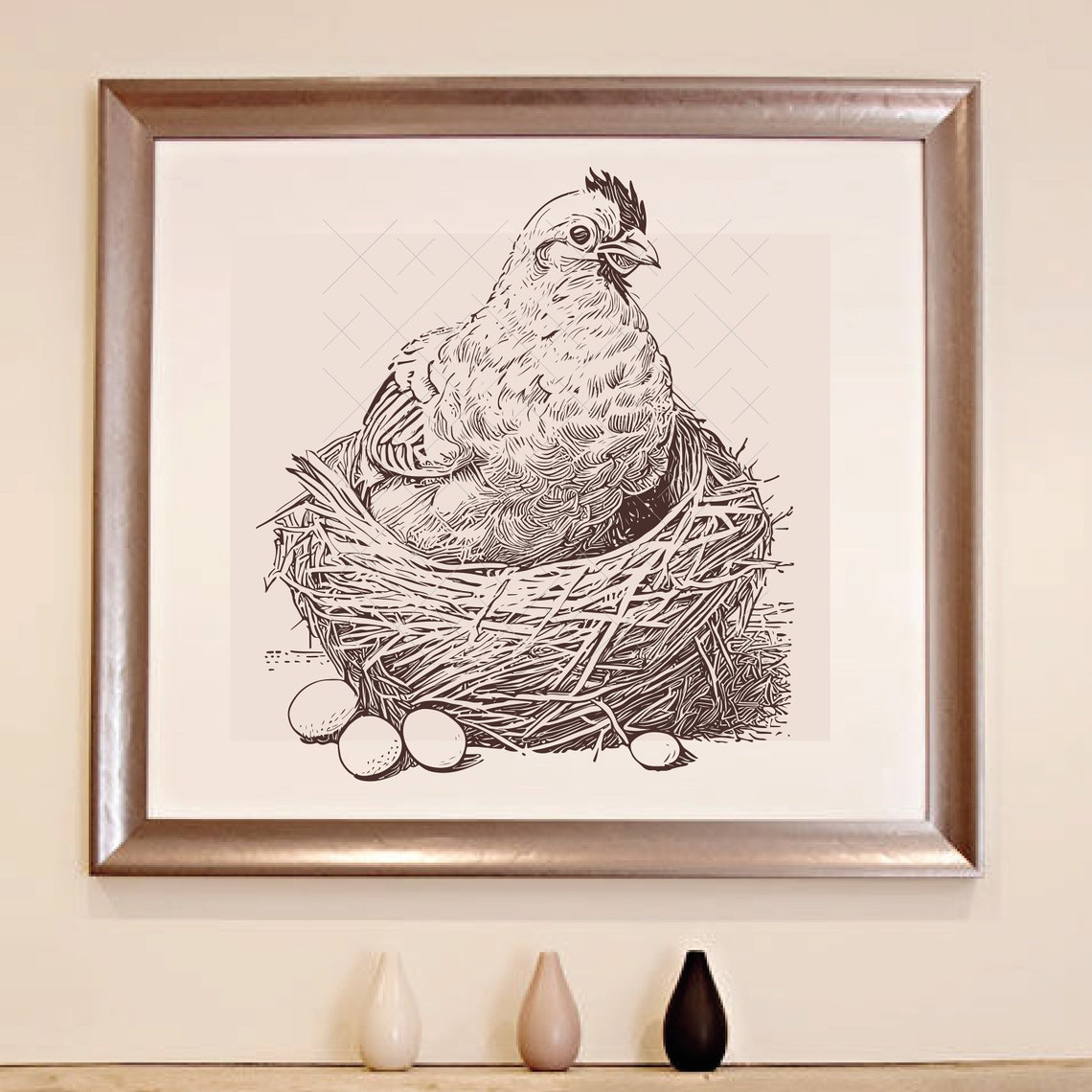 Farm Hen and Eggs Vector. Laying Hen in Nest SVG. Bird Chicken - Etsy