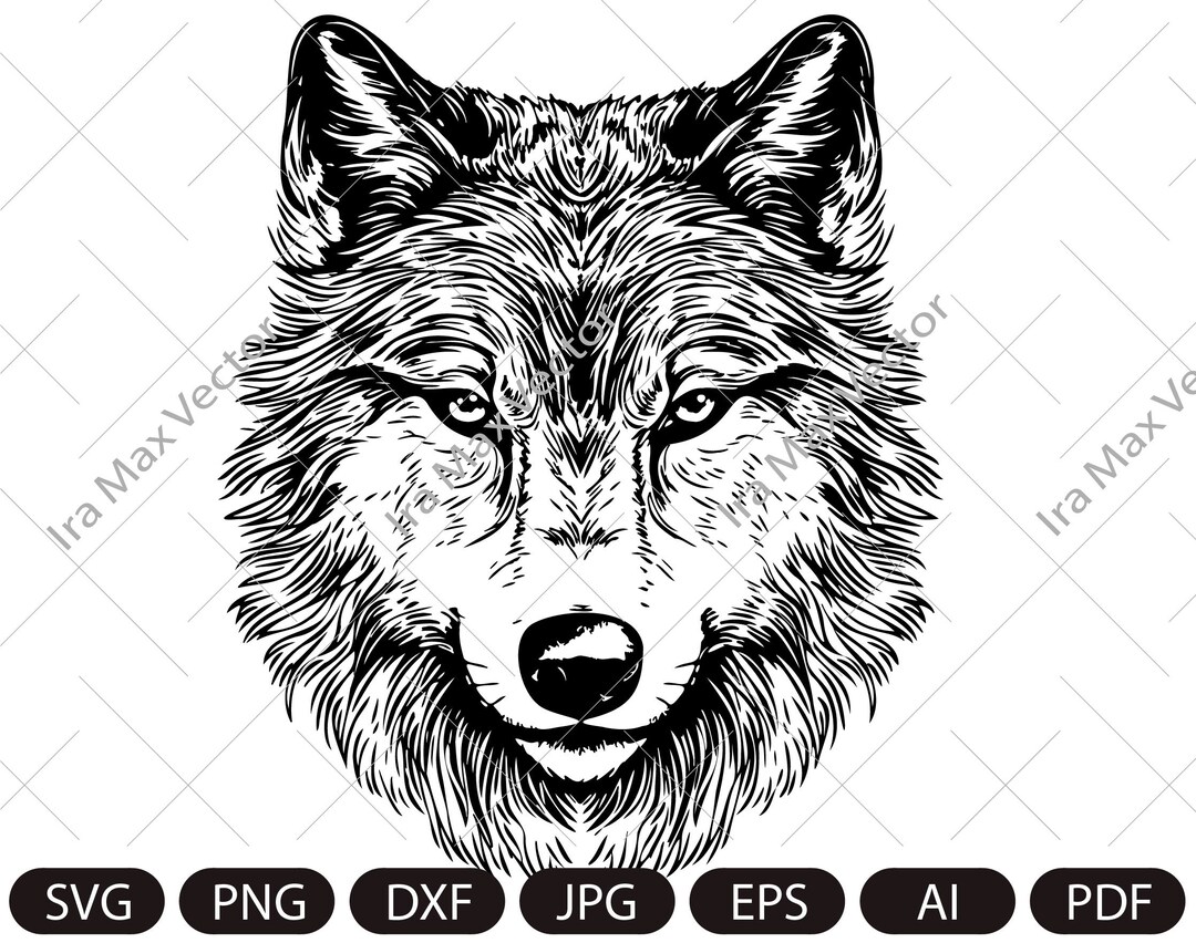 Wolf Face SVG File ,wolf Head Svg , Wolf Svg , Wolf Clipart , Mountain ...
