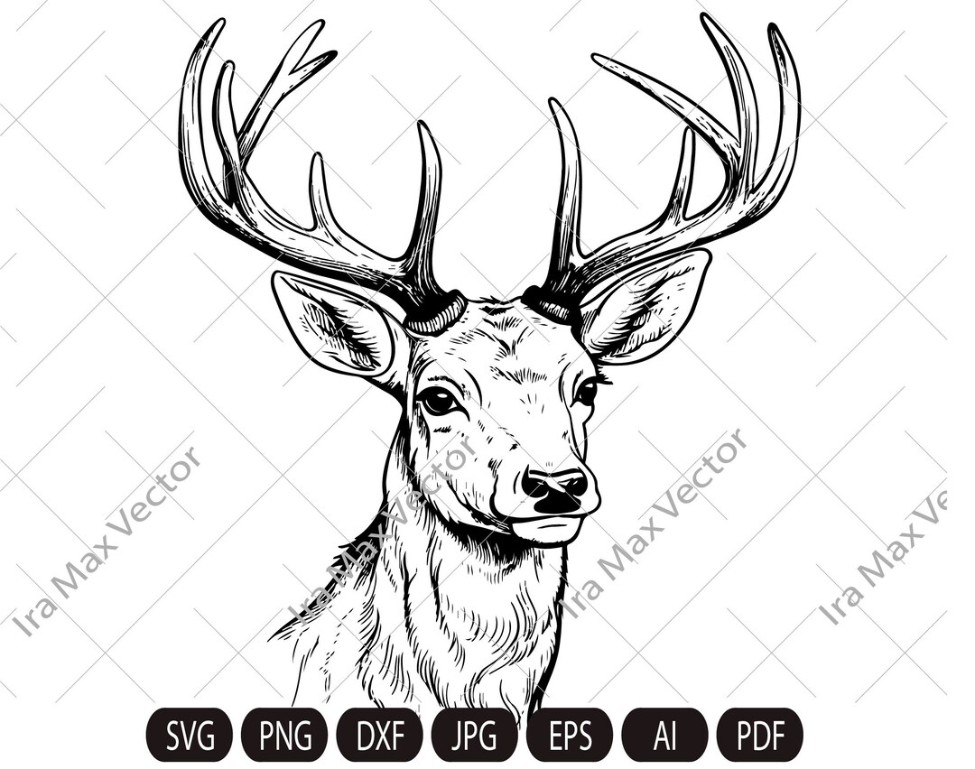 Deer Svg, Elk Svg, Deer Head Svg, Deer Face, Deer Hunting Svg , Hunting Svg Files, Animals Svg ...
