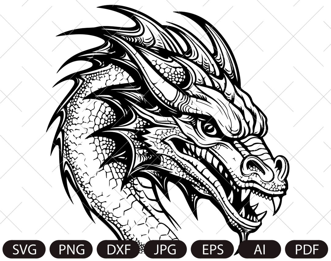 Dragon SVG, Tribal Dragon SVG, Dragon Tattoo Svg, Dragon Silhouette ...