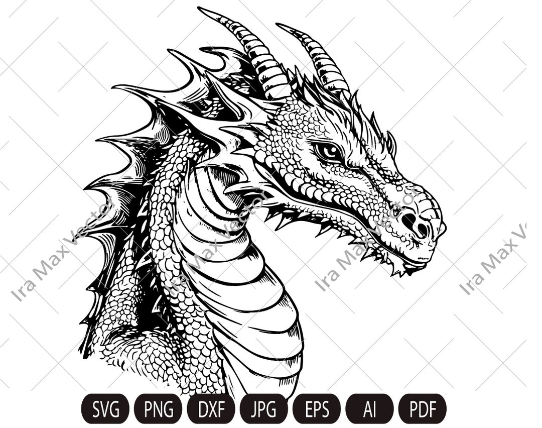 Dragon SVG, Tribal Dragon Svg,dragon Face , Dragon Tattoo Svg, Dragon ...