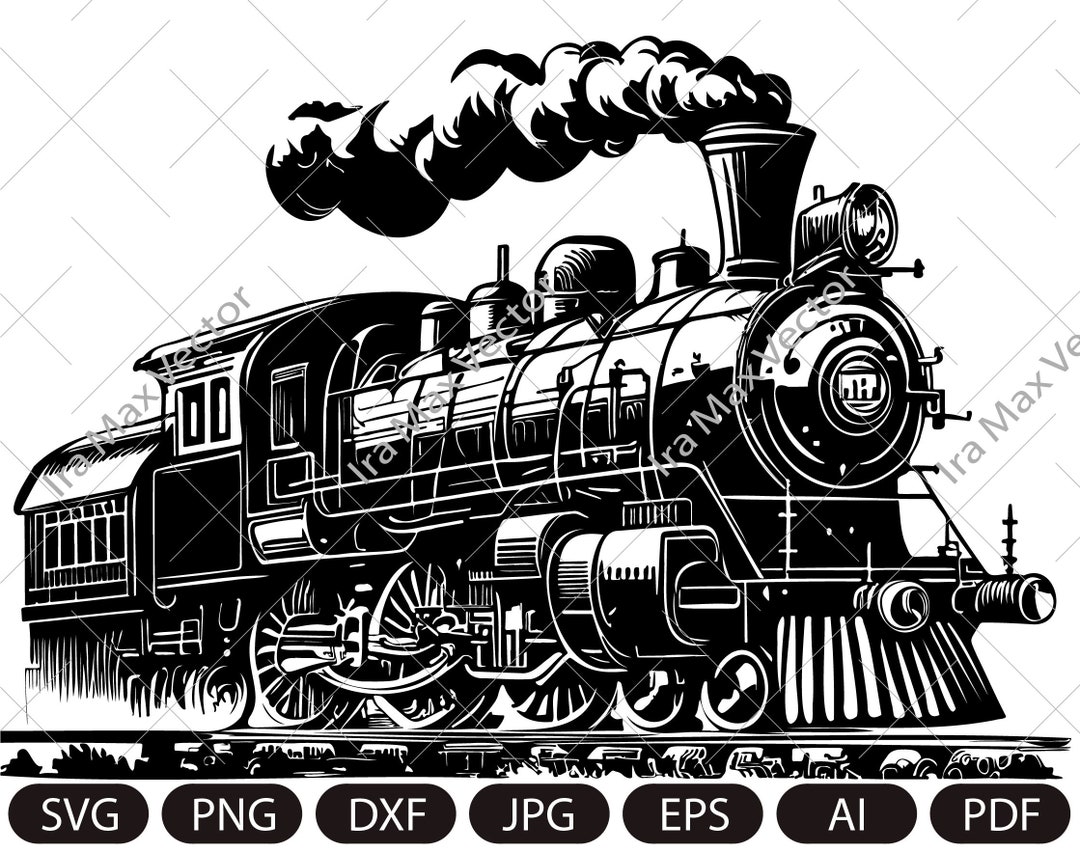 Steam Locomotive Vintage Svg, Retro Transport, Old Train, Train Retro ...