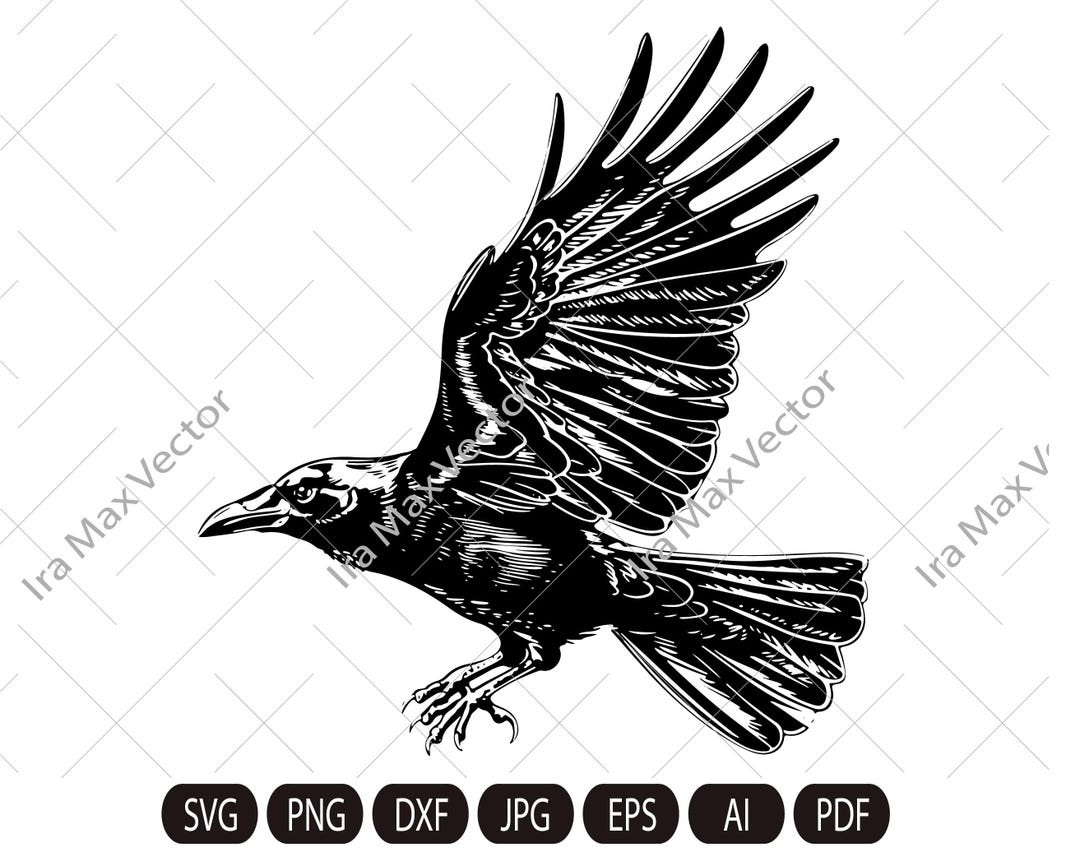 Raven Svg, Raven Silhouette Dxf, Raven Clipart, Crow Svg, Bird Svg ...