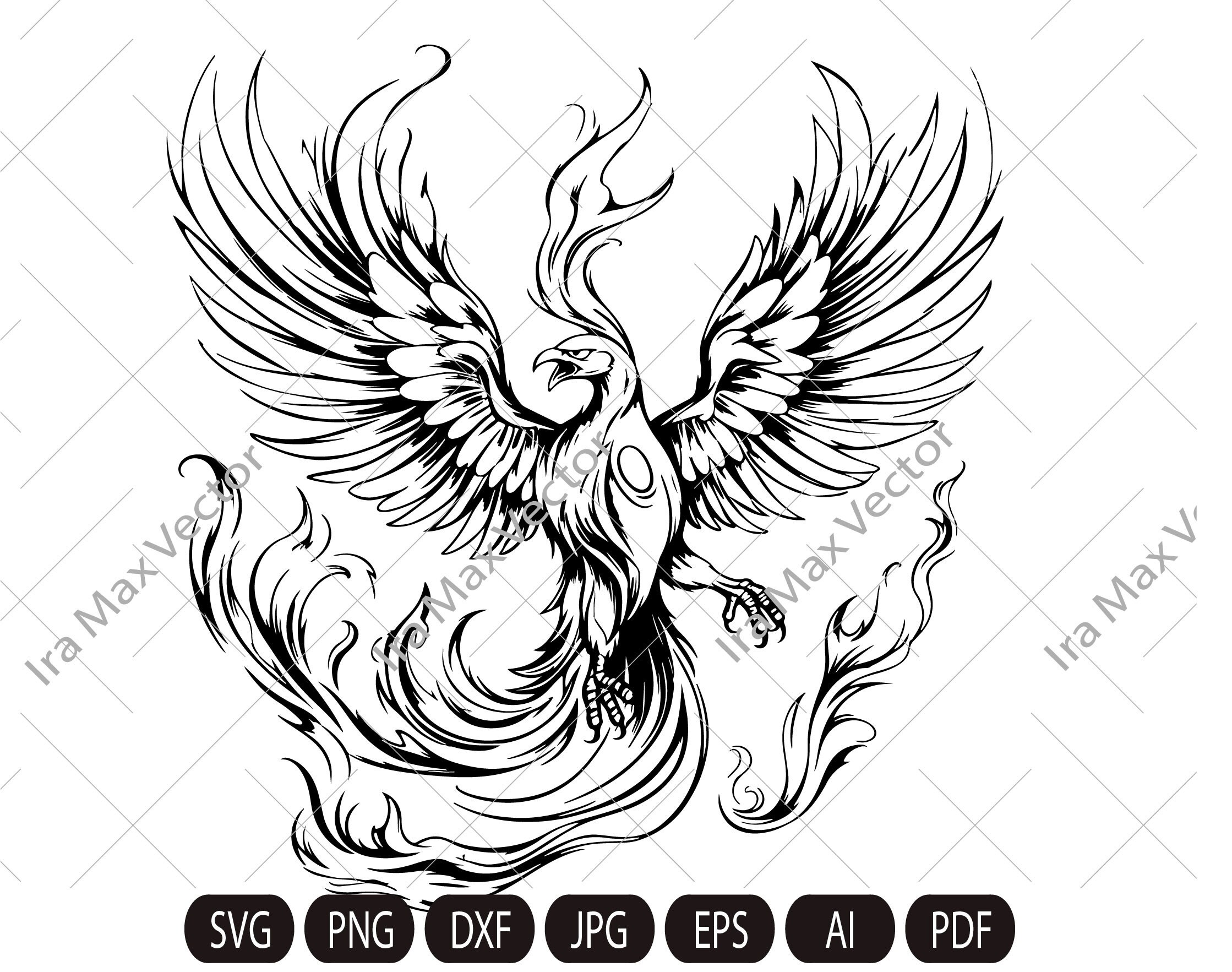 Phoenix Svg, Phoenix Clipart, Phoenix Coloring Page, Phoenix Wings Svg ...