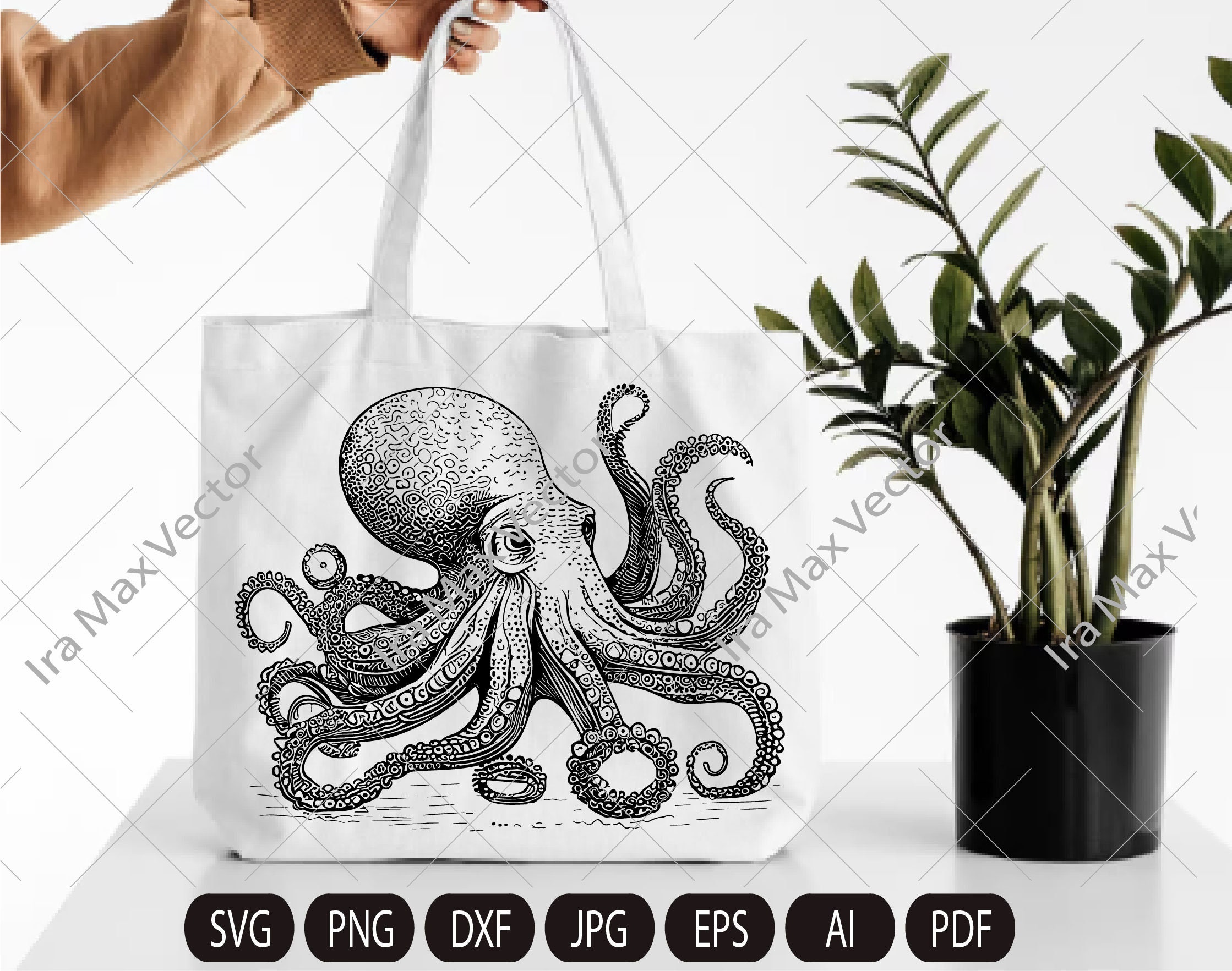Octopus SVG, Kragen Svg, Octopus Printable, Octopus Detailed, Octopus ...