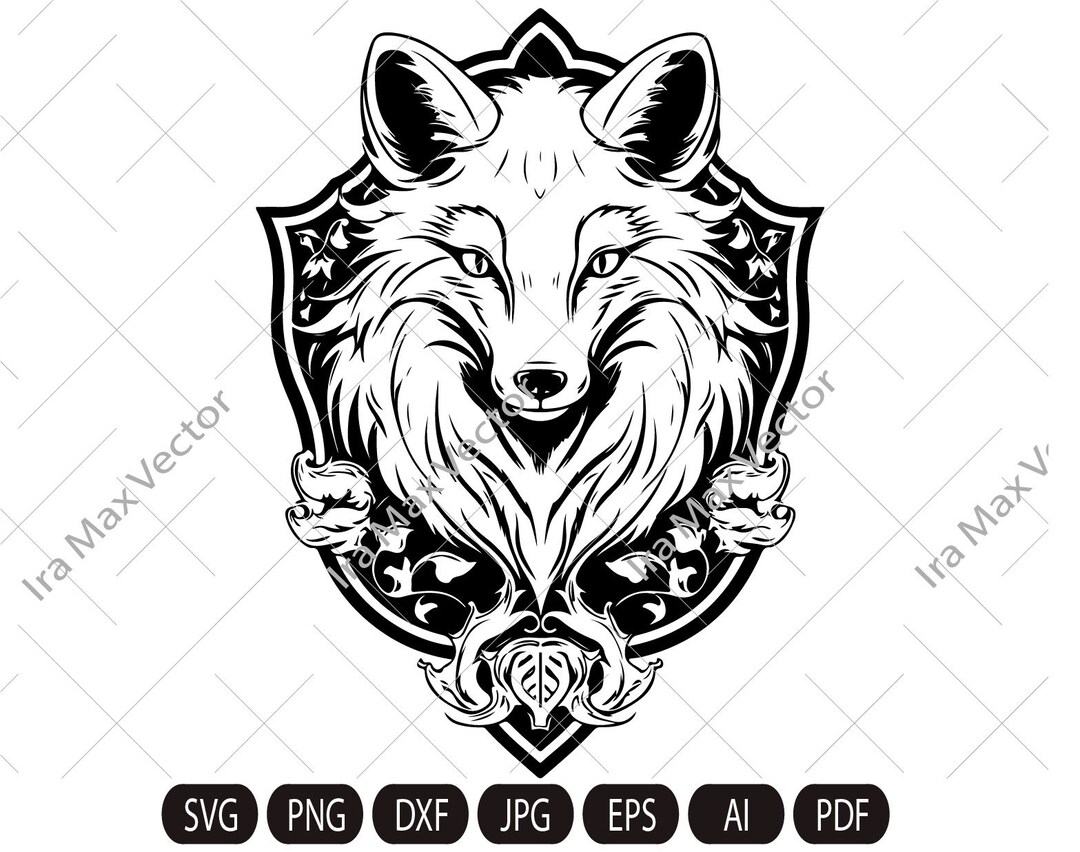 Fox Face Svg / Fox Heraldry Svg / Fox Coat of Arms / Fox Shield / Fox ...