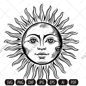 SUN FACE Svg,sun Printable, Sun Vector, Sun Silhouette, Svg Cut Files ...