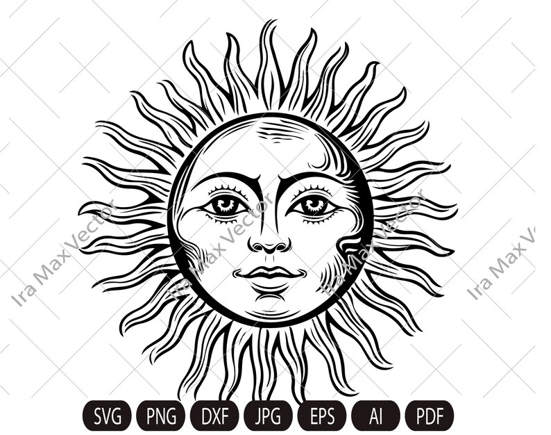 SUN FACE Svg,sun Printable, Sun Vector, Sun Silhouette, Svg Cut Files ...