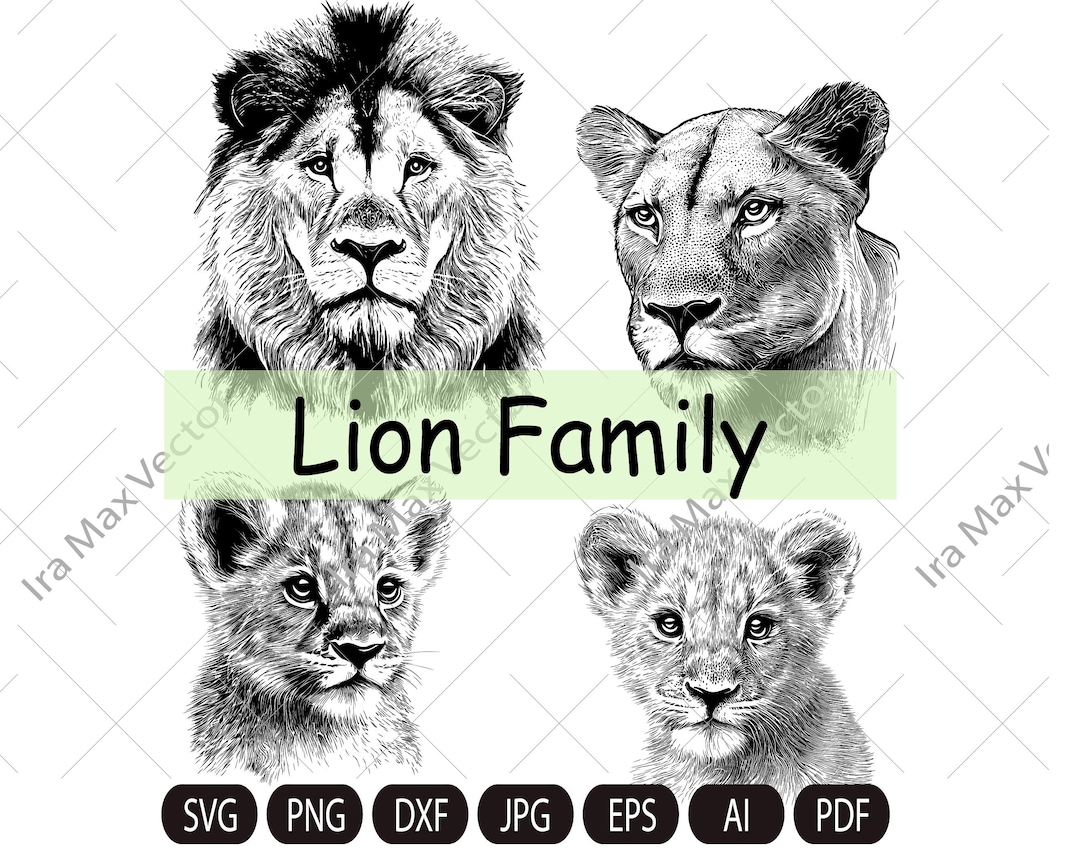 Lion Family Svg, Lion Family Clip Art , Lion Dad Mom Cut File, Lion ...