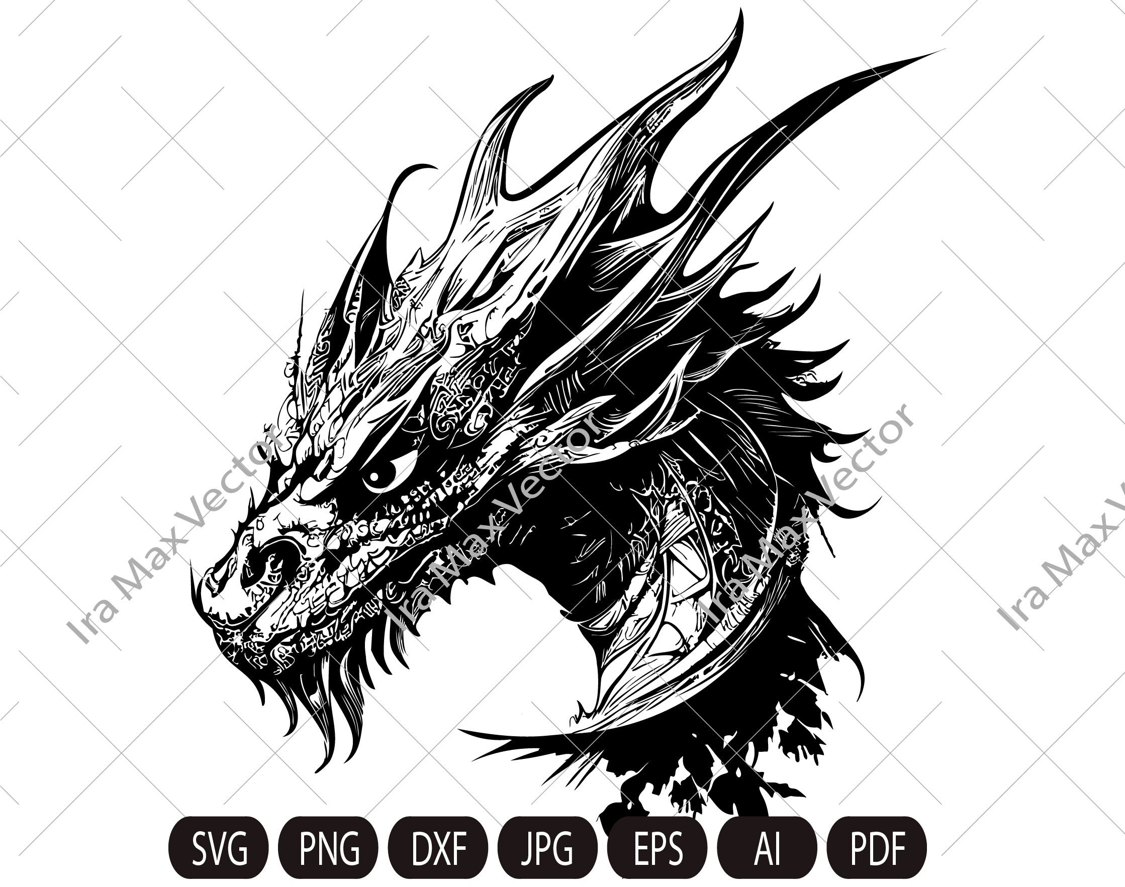 Dragon Svgdragon Face Tribal Dragon SVG Dragon Tattoo Svg - Etsy