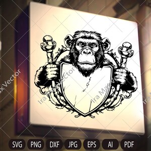 Monkey Head Svg, Monkey Svg,monkey Heraldic, Monkey Clipart, Monkey ...