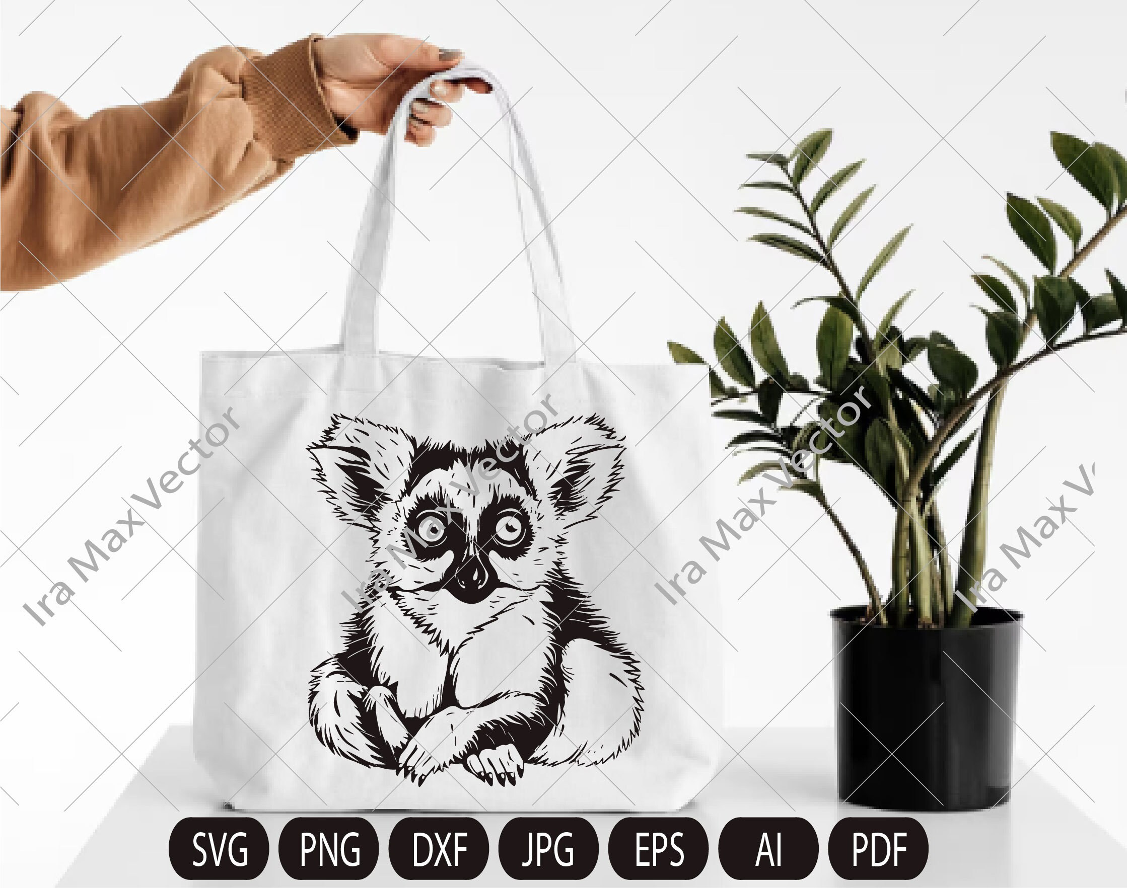 Lemur SVG, Lemur Clipart, Hand Drawn Lemur Vector Illustration, Lemur ...
