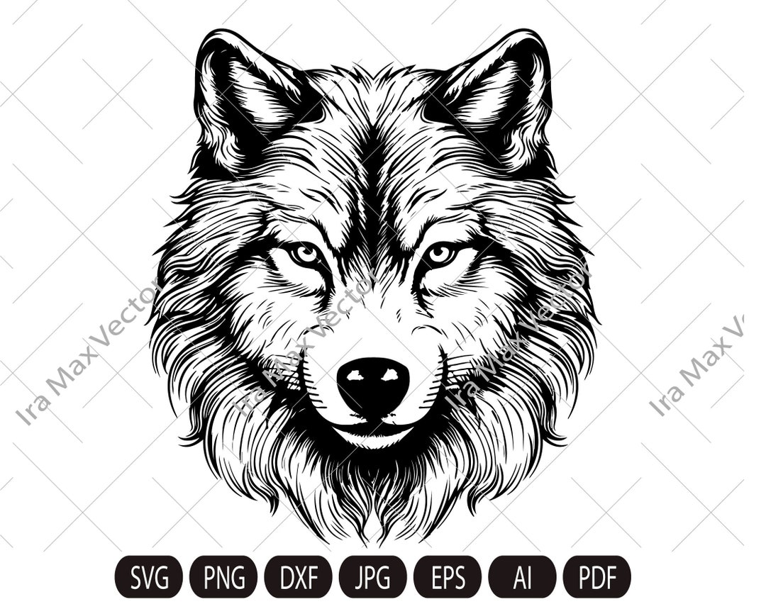 Wolf Face SVG File ,wolf Head Svg , Wolf Svg , Wolf Clipart , Mountain ...