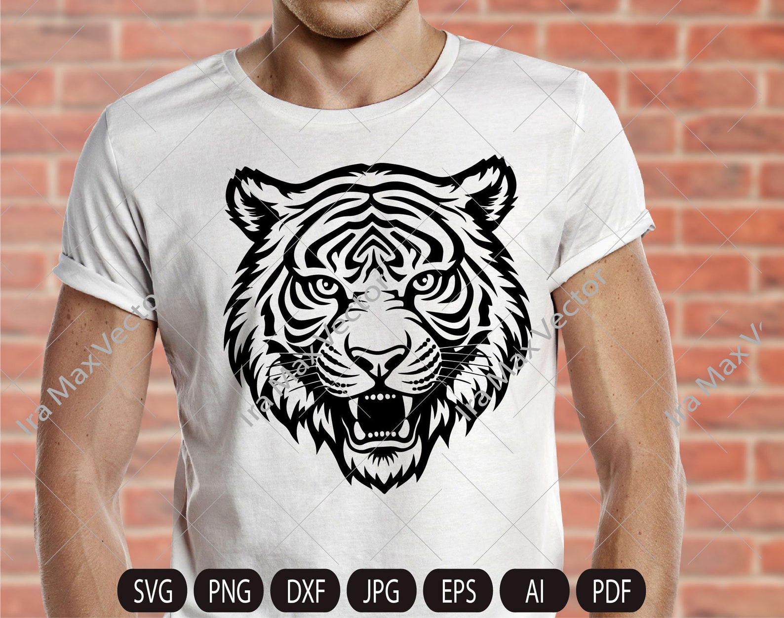 Angry Tiger Roaring Face Outline Clipart SVG, Tiger Head Svg, Tiger ...