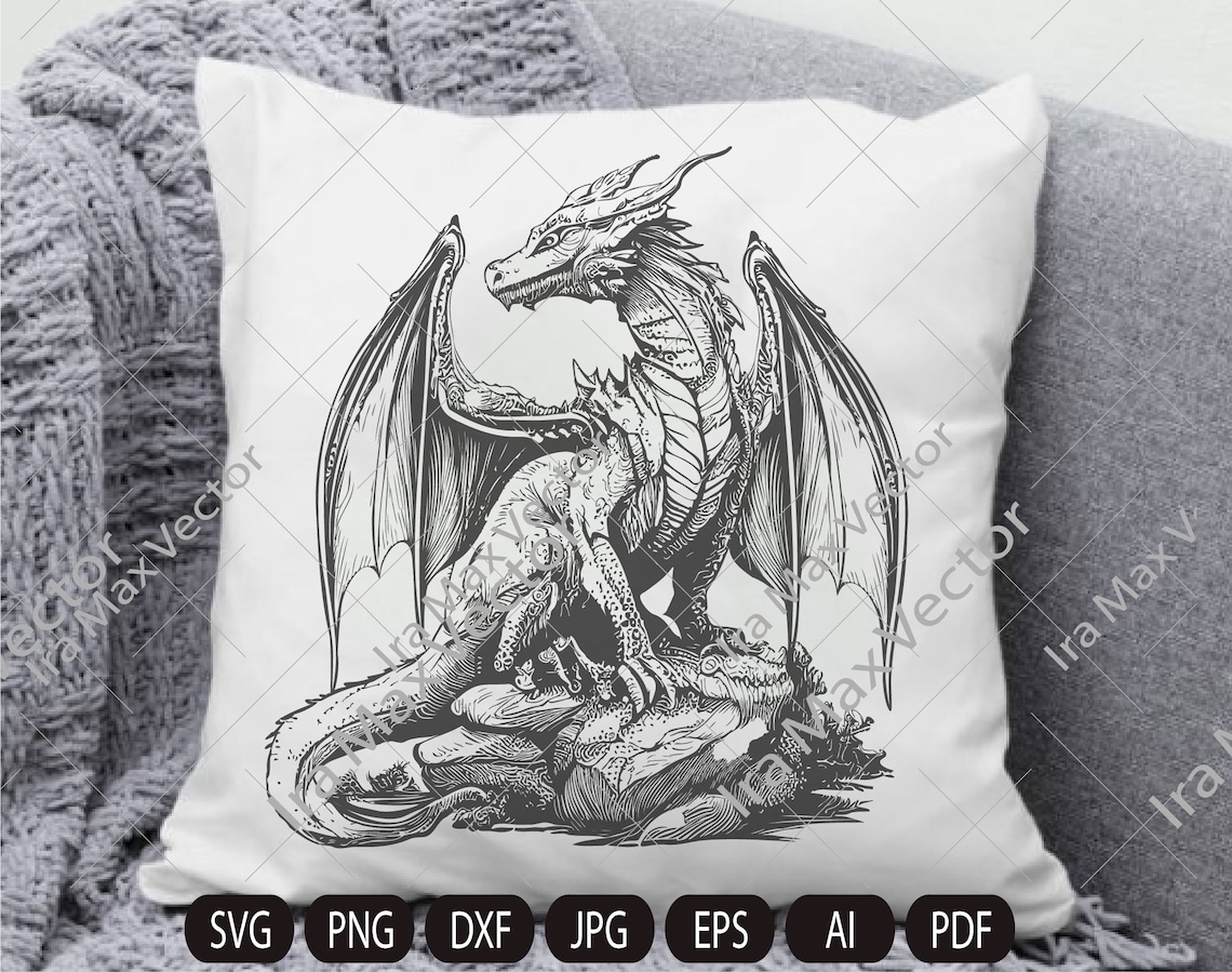 Dragon Svg, Dragon Sitting, Dragon Detailed, Dragon Clipart, Dragon ...
