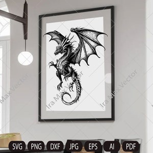 Dragon Svg, Dragon Detailed, Dragon Flying, Dragon Vector, Chinese ...