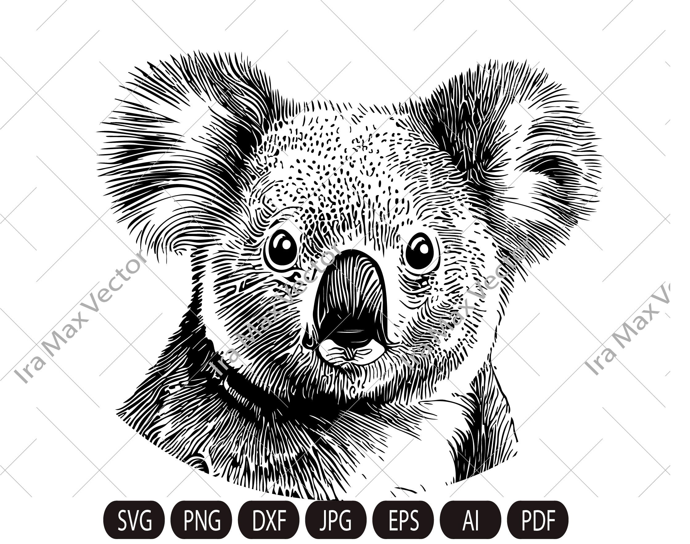 Koala Svg File, Koala Detailed File, Animal Face Svg , Cute Koala Svg ...