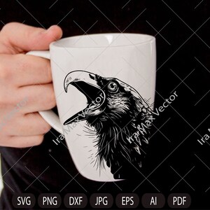 Raven Svg, Crow Head,crow Face,raven Head, Raven Silhouette Dxf, Raven ...