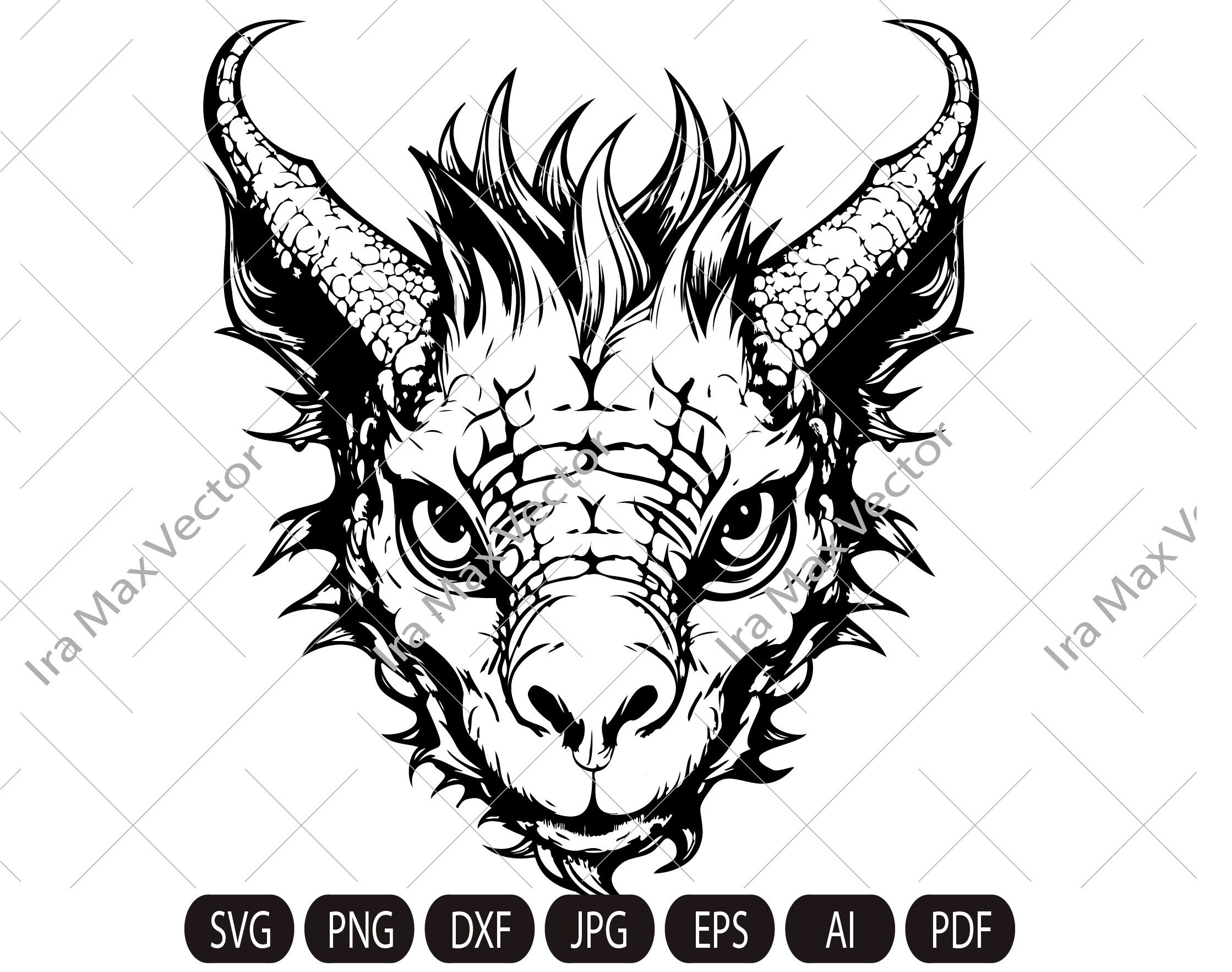 Dragon Face Front Drawing