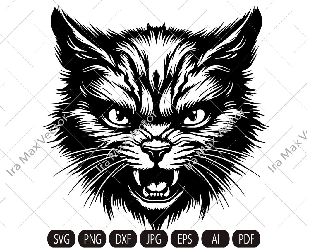 Angry Cat Svg, Dangerous Cat, Cute Black Cat , Halloween Cat , Angry ...