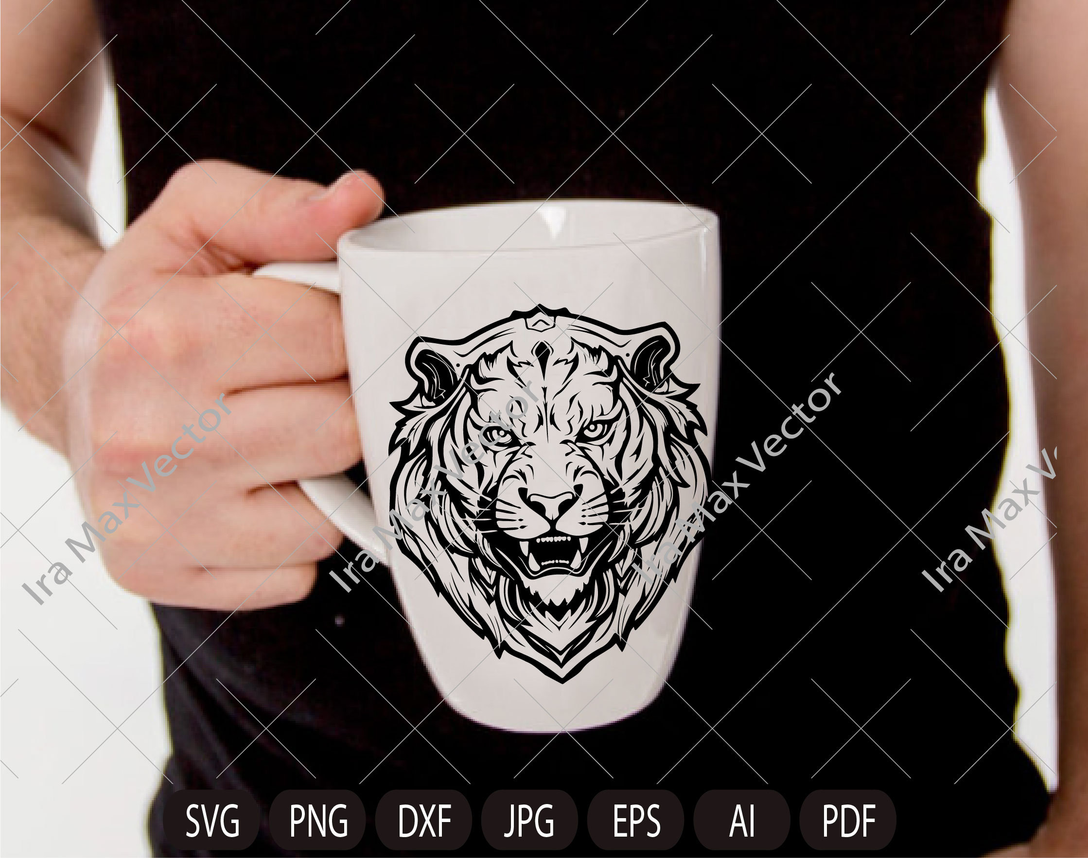 Angry Tiger Roaring Face Outline Clipart Tiger Svg Tiger - Etsy