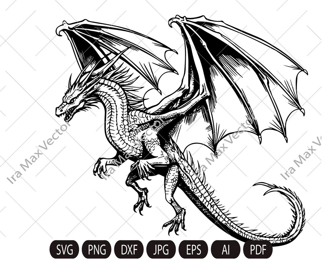 Dragon Svg, Dragon Detailed, Dragon Flying, Dragon Vector, Chinese ...