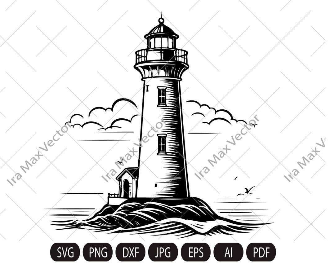 Lighthouse Svg,lighthouse Vintage, Beacon File, Ocean Island Clipart ...