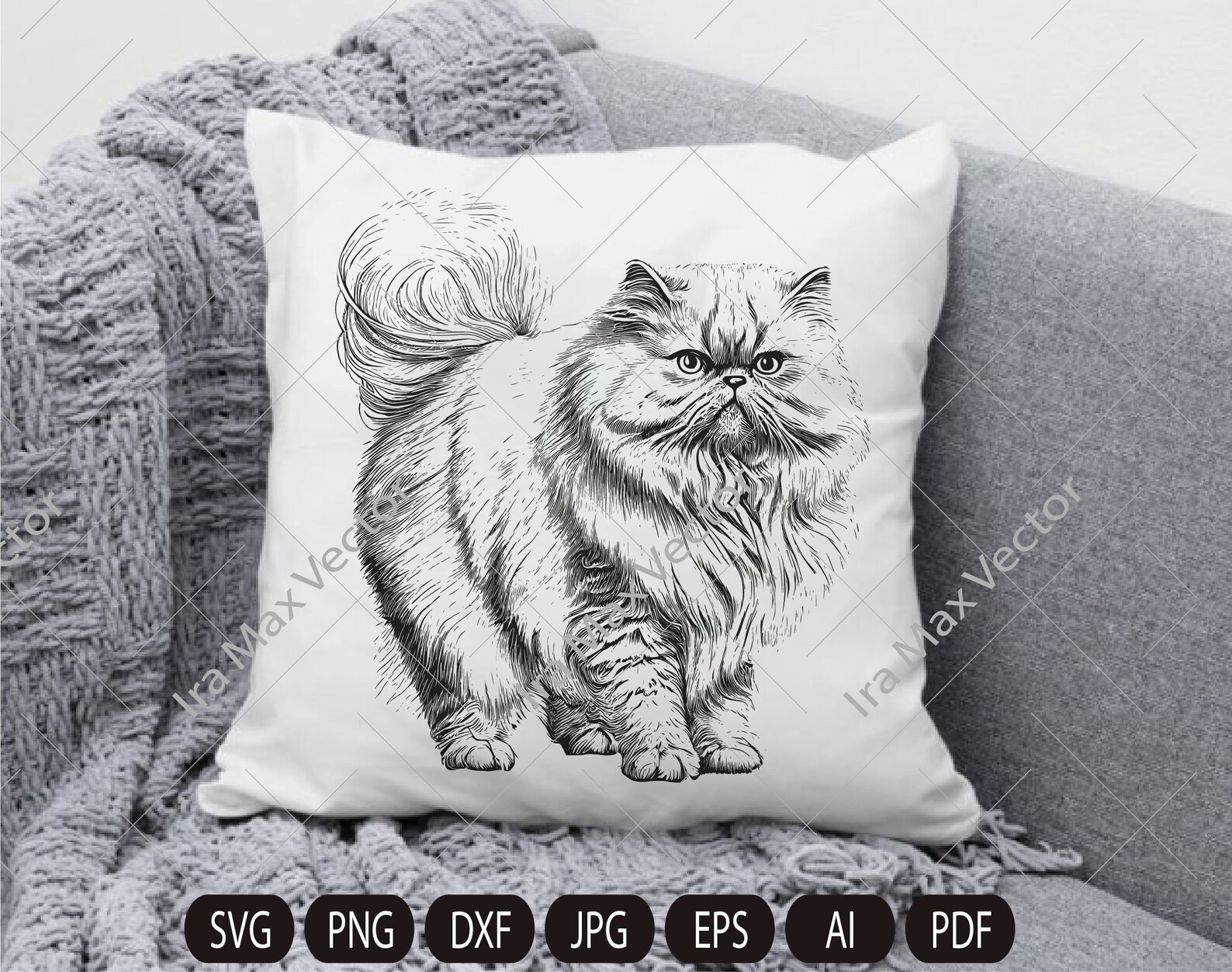 Cat Svg , Cat Persian Svg, Persian Fluffy Cat, Cute Kitten Face Svg ...