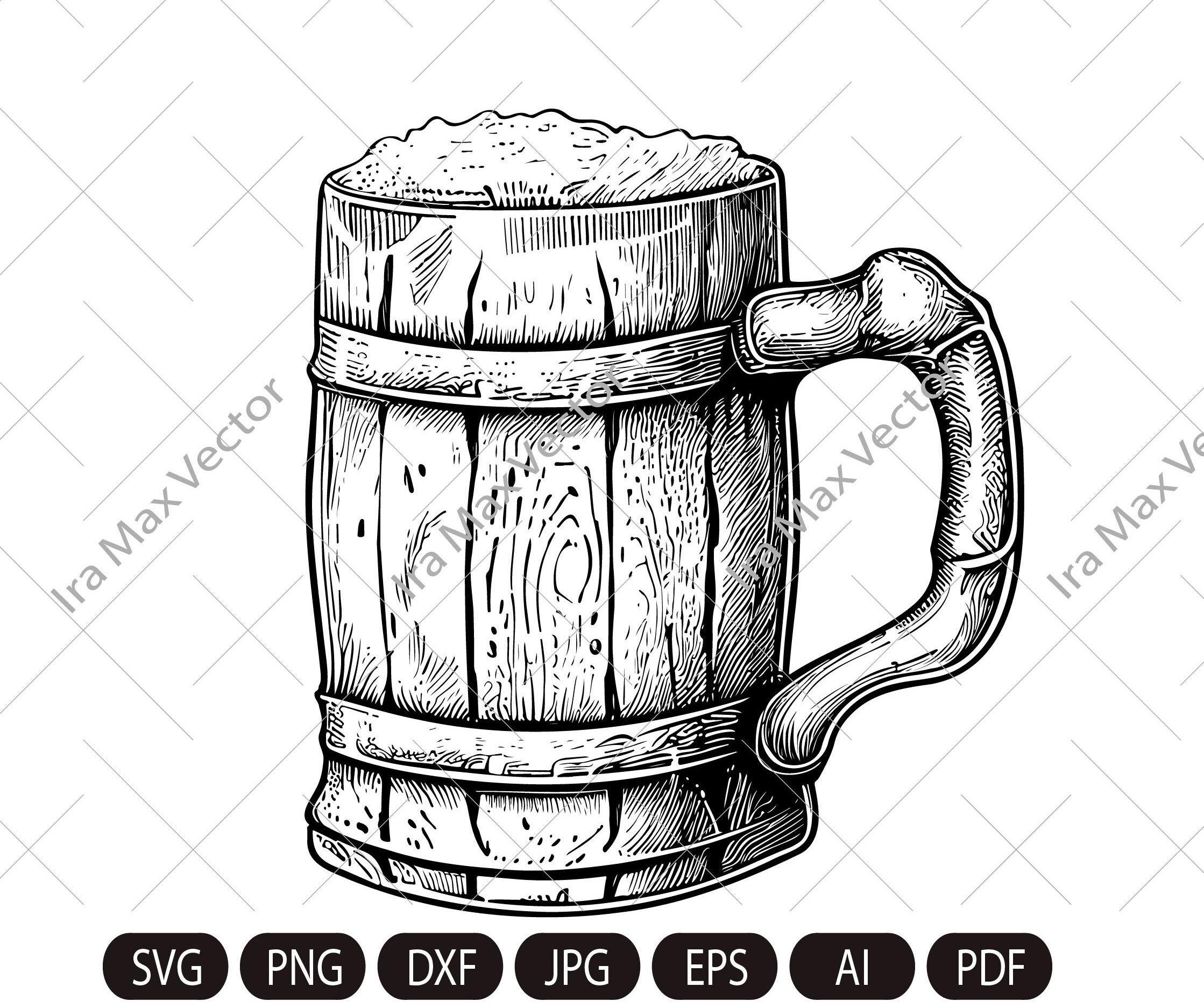 Beer Mug Svg Alcohol Svg Wooden Beer Mug Beer Clipart - Etsy