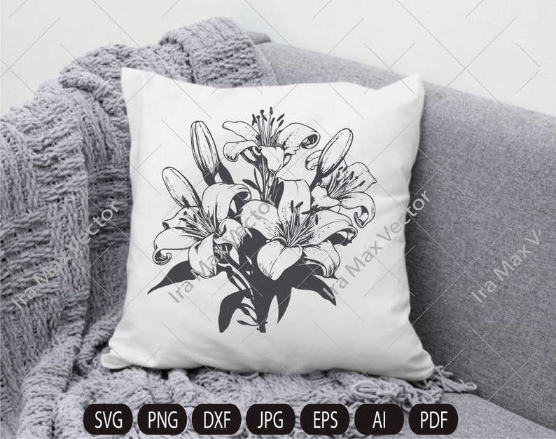 Lily Flower Svg, Lily Svg Bundle, Lily Set Svg, Hand Drawn Lily Svg ...