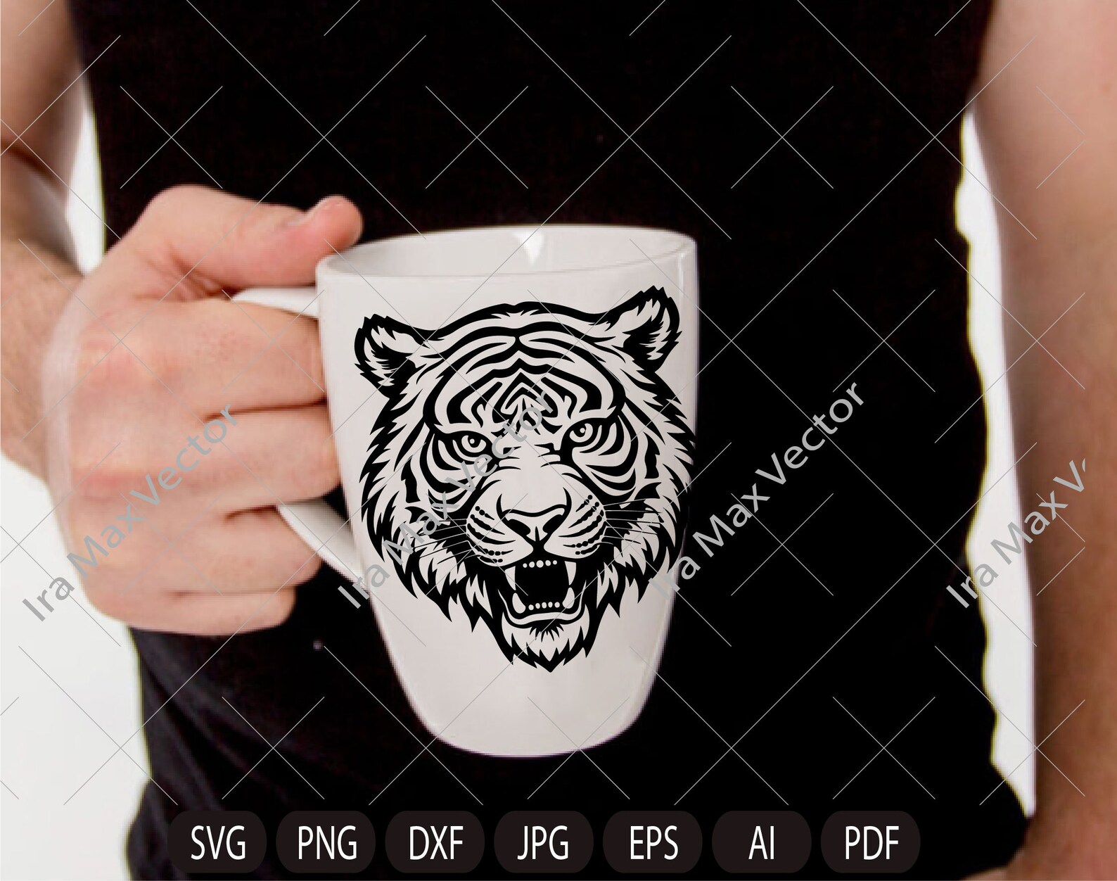 Angry Tiger Roaring Face Outline Clipart SVG, Tiger Head Svg, Tiger ...