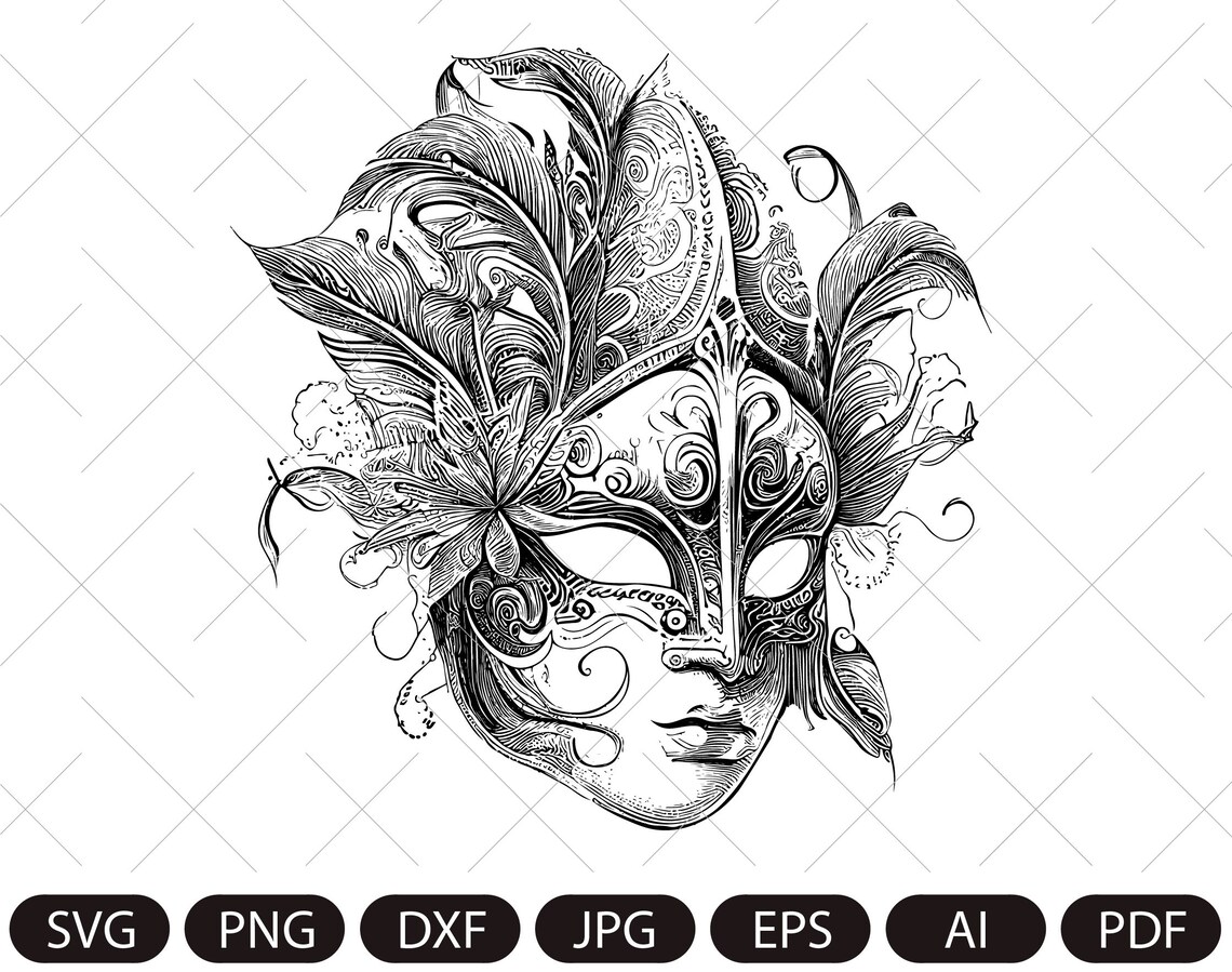 Carnival Mask Svg File Masquerade Svg Theater Mask Svg - Etsy