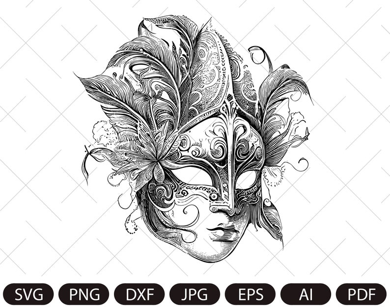 Carnival Mask Svg File Masquerade Svg Theater Mask Svg - Etsy