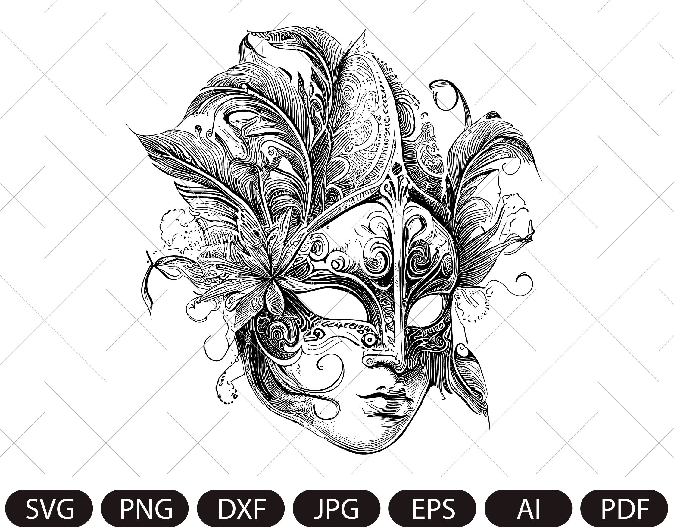 Carnival Mask Svg File Masquerade Svg Theater Mask Svg - Etsy