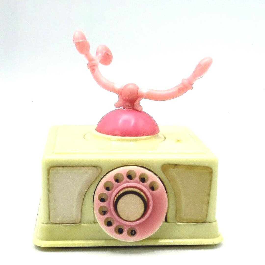 Vintage Barbie Pink Telephone Music Box Base Working Wind-up Rotary ...