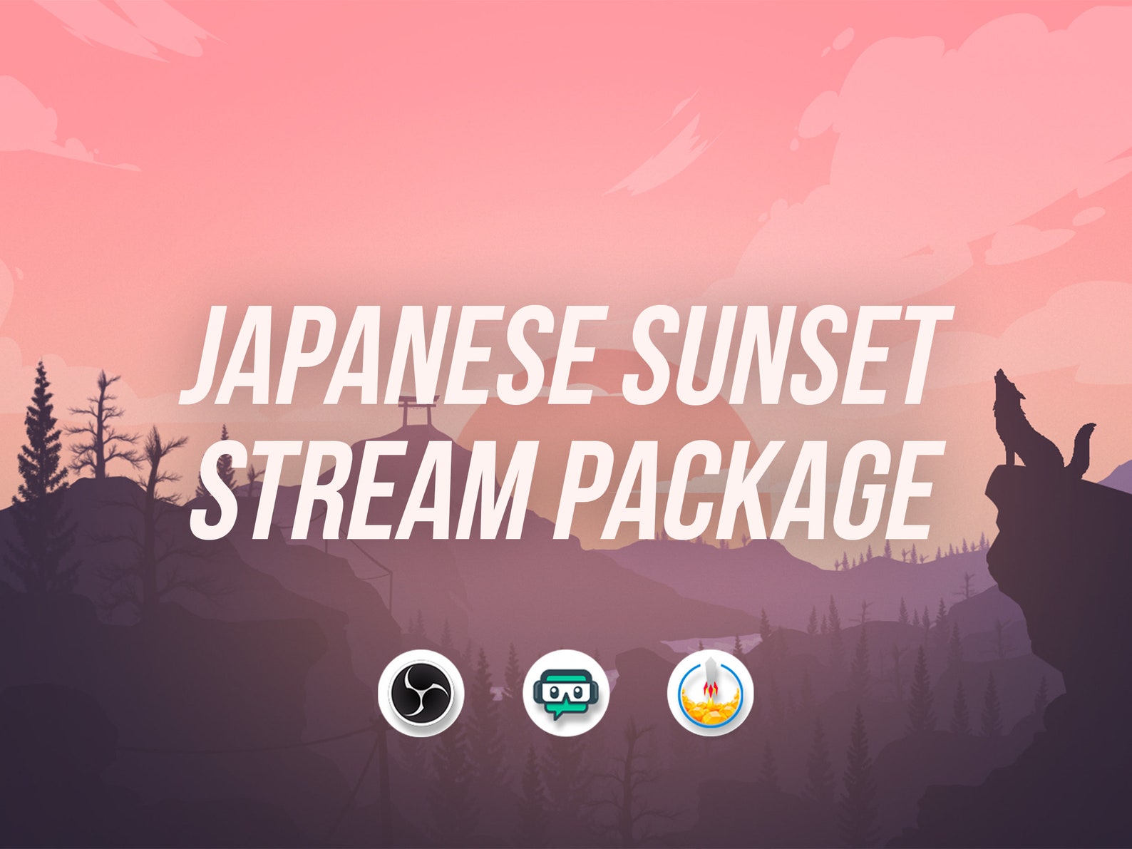 Japanese Sunset - Animated Stream Pack Twitch | Overlays, Screens ...