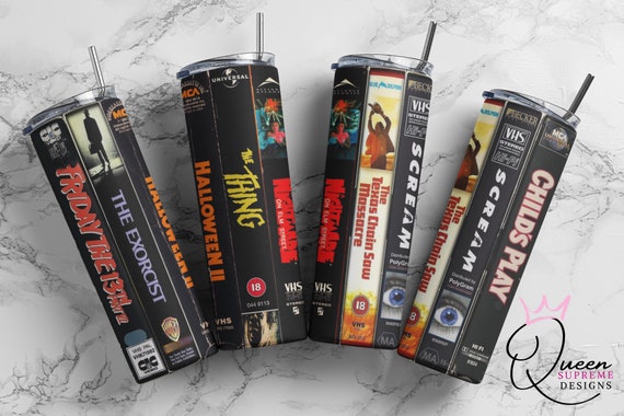 Movies VHS Cassettes Horror Tapes Spines 20oz Design - Etsy UK