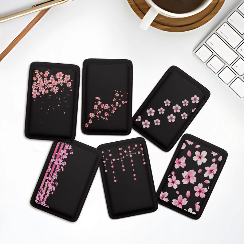 Sakura Leather Magsafe Wallet Japanese Floral iPhone Card Holder - Etsy