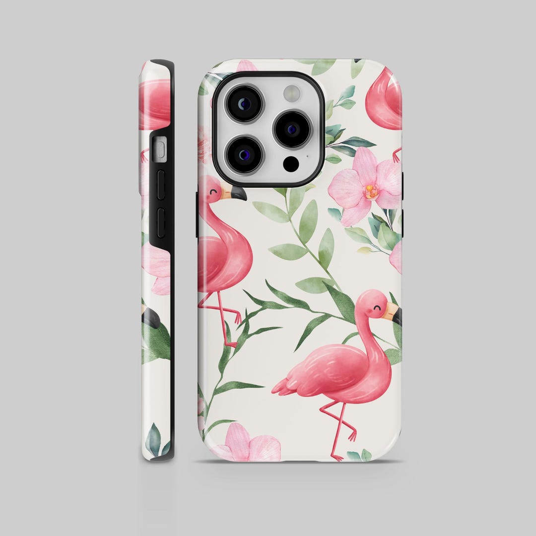 Watercolor Flamingo TOUGH Phone Case, Floral Cover for iPhone 16 Pro ...