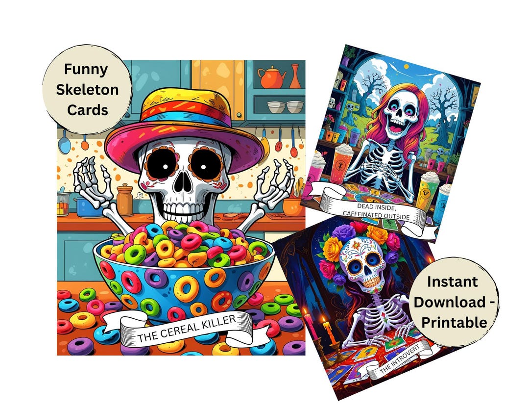 Funny Skeleton Tarot Cards: 100 Sassy PNG Designs (digital Download - Etsy