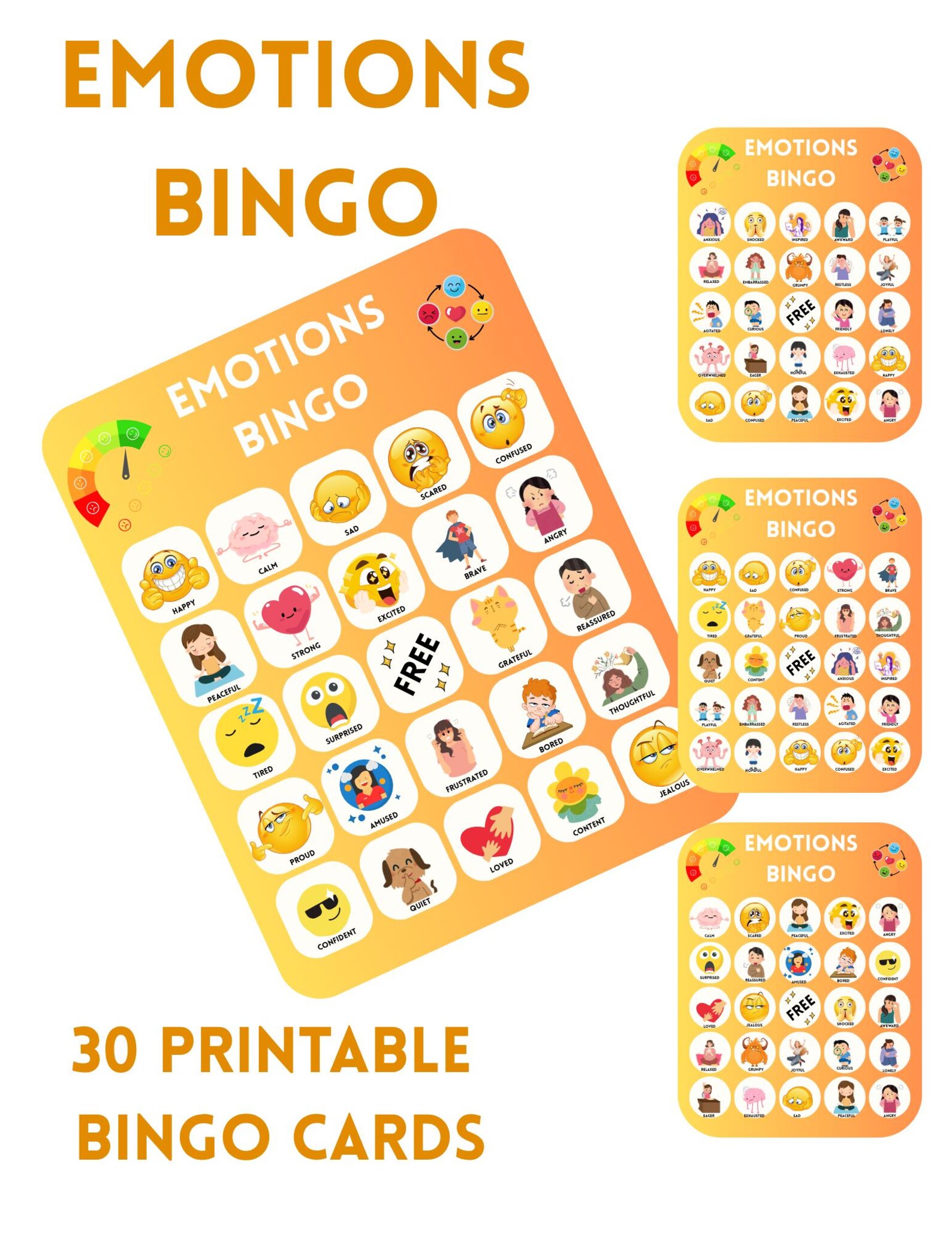 Emotions Bingo: Printable Feelings Game for Kids (PDF Download) - Etsy